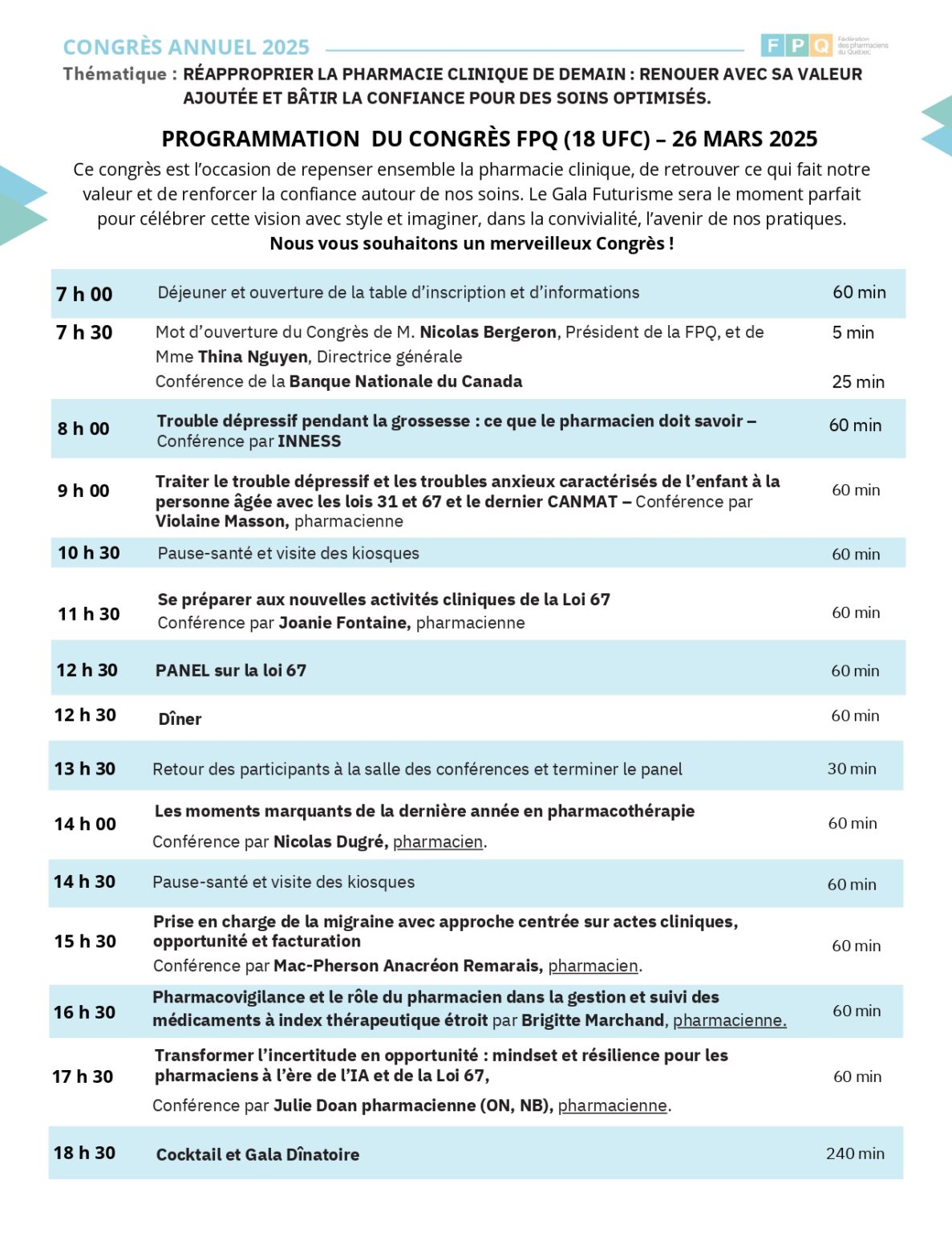 Programmation congrès 2025 – FPQ