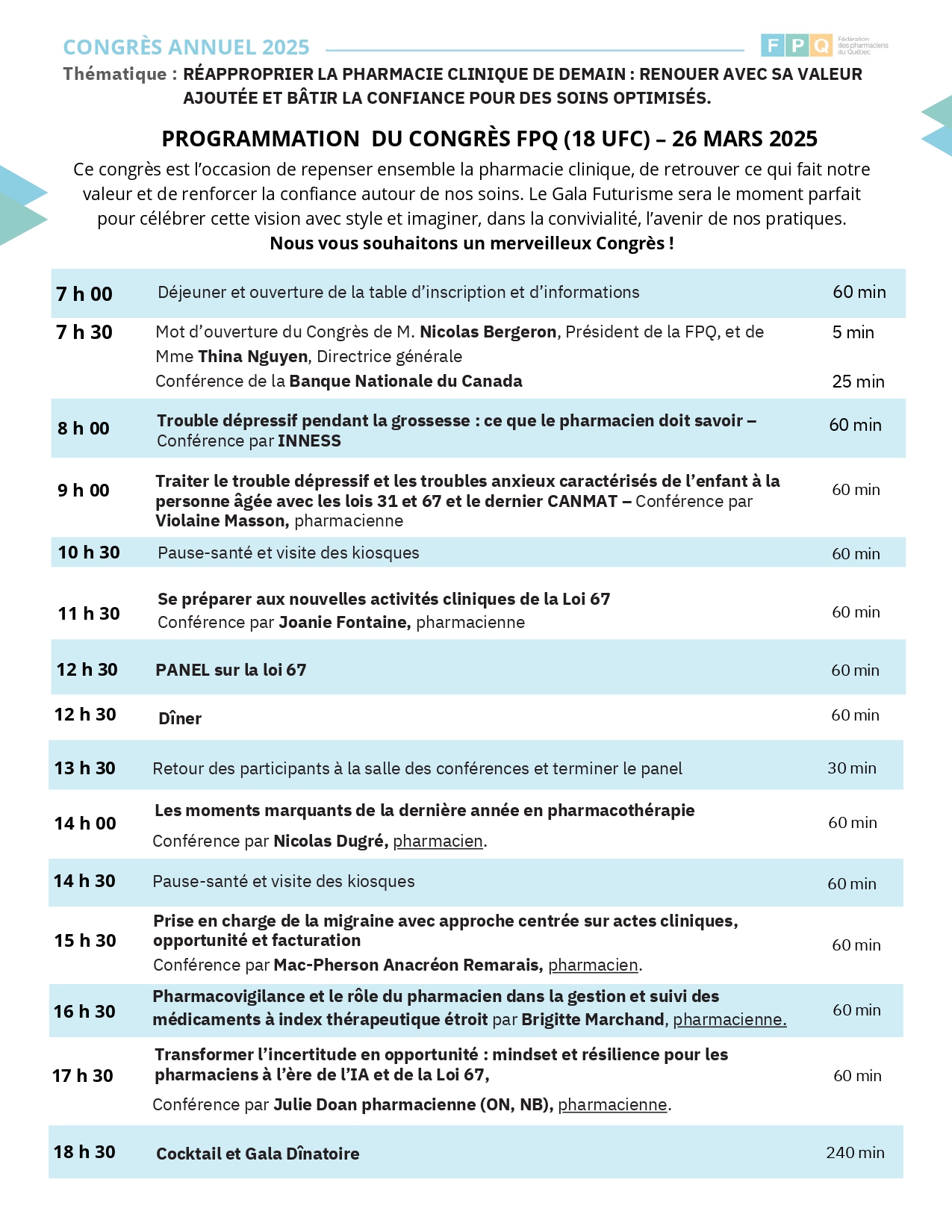 Programmation congrès 2025 – FPQ
